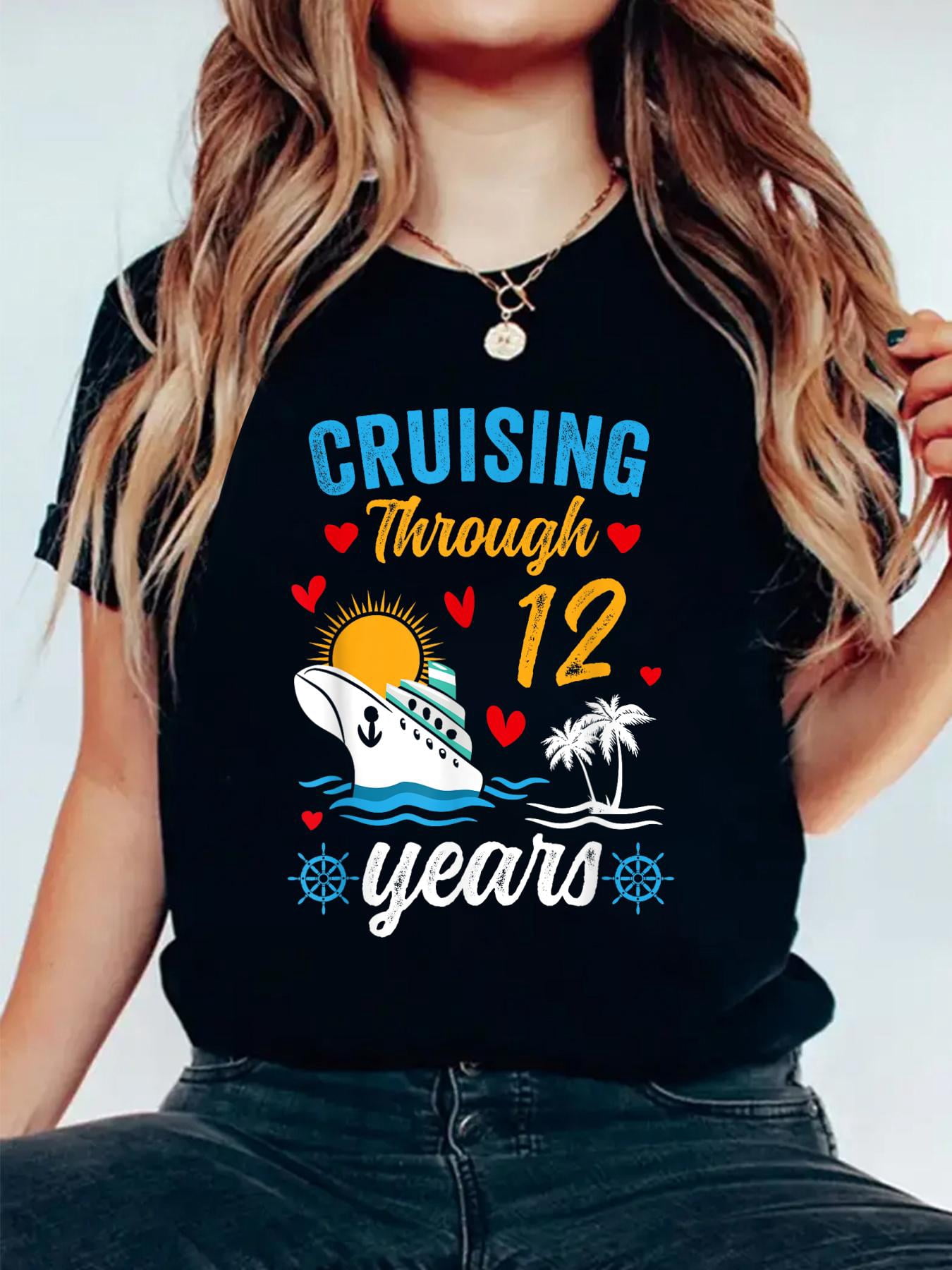 100% Cotton Cruising Through 12 Years 12th Wedding Anniversary Cruise T ...