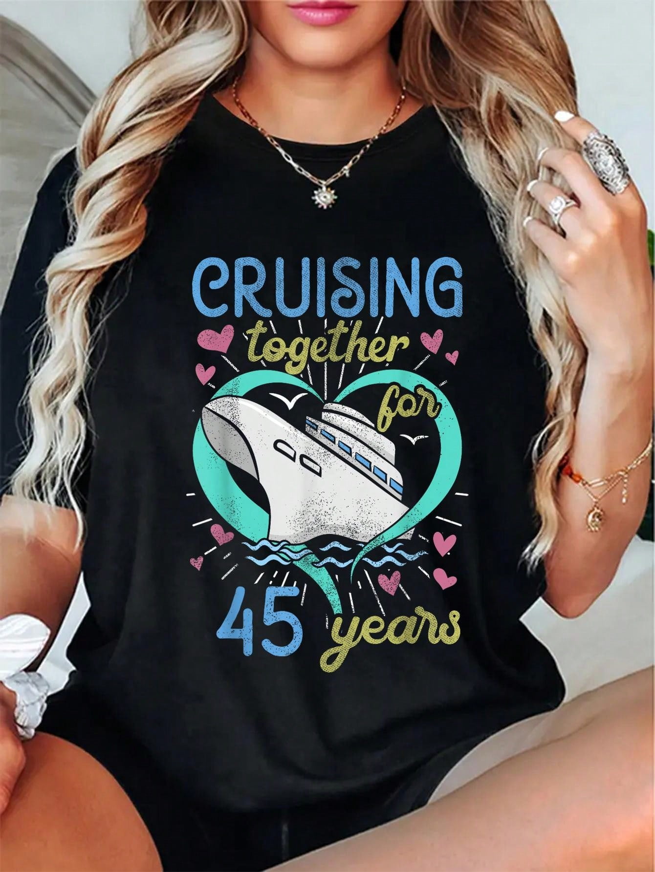 100% Cotton Cruising Together 45 Years 45th Wedding Anniversary Cruise ...