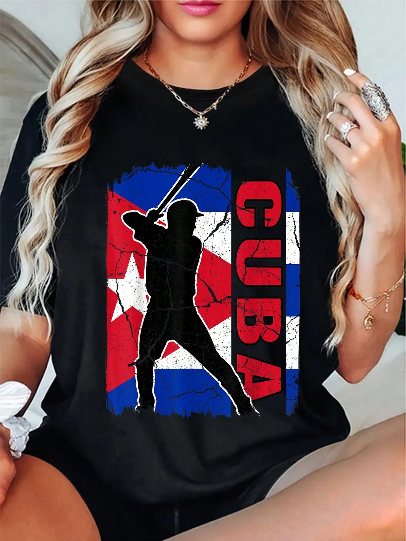 100% Cotton Cuban Baseball Player Flag Baseball Fans T-Shirt - Walmart.com