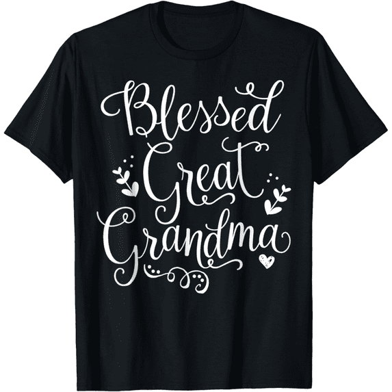 100% Cotton Cute Blessed Great Grandma Shirt - Grandmother T-Shirt Golf ...
