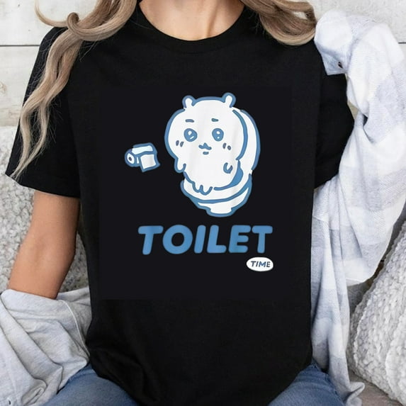 100% Cotton Cute Cat With Toilet Paper Toilet Time Funny Humor Graphic ...