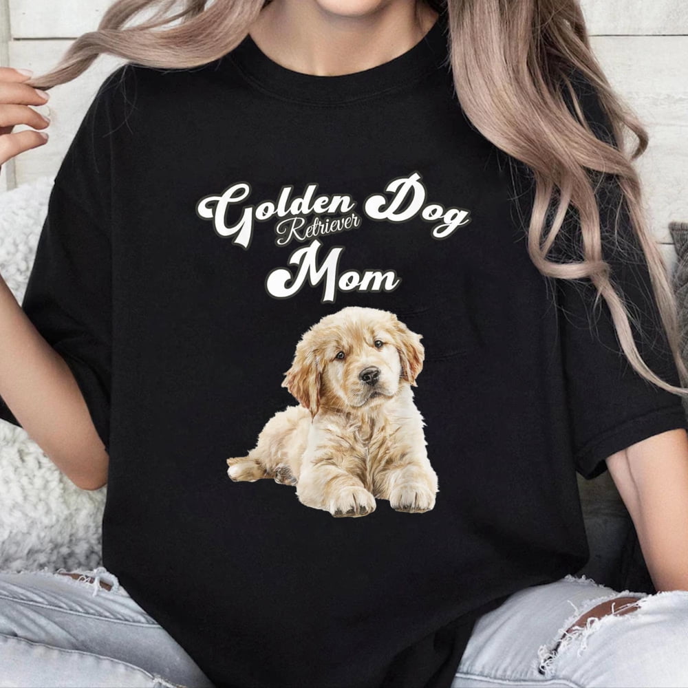 100% Cotton Cute Golden Retriever Dog Mom Portrait Graphic – Sweet Dog ...