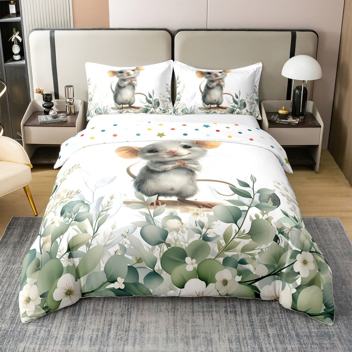 100% Cotton Cute Mouse Comforter Cover Full Size,Kawaii Animal Duvet ...