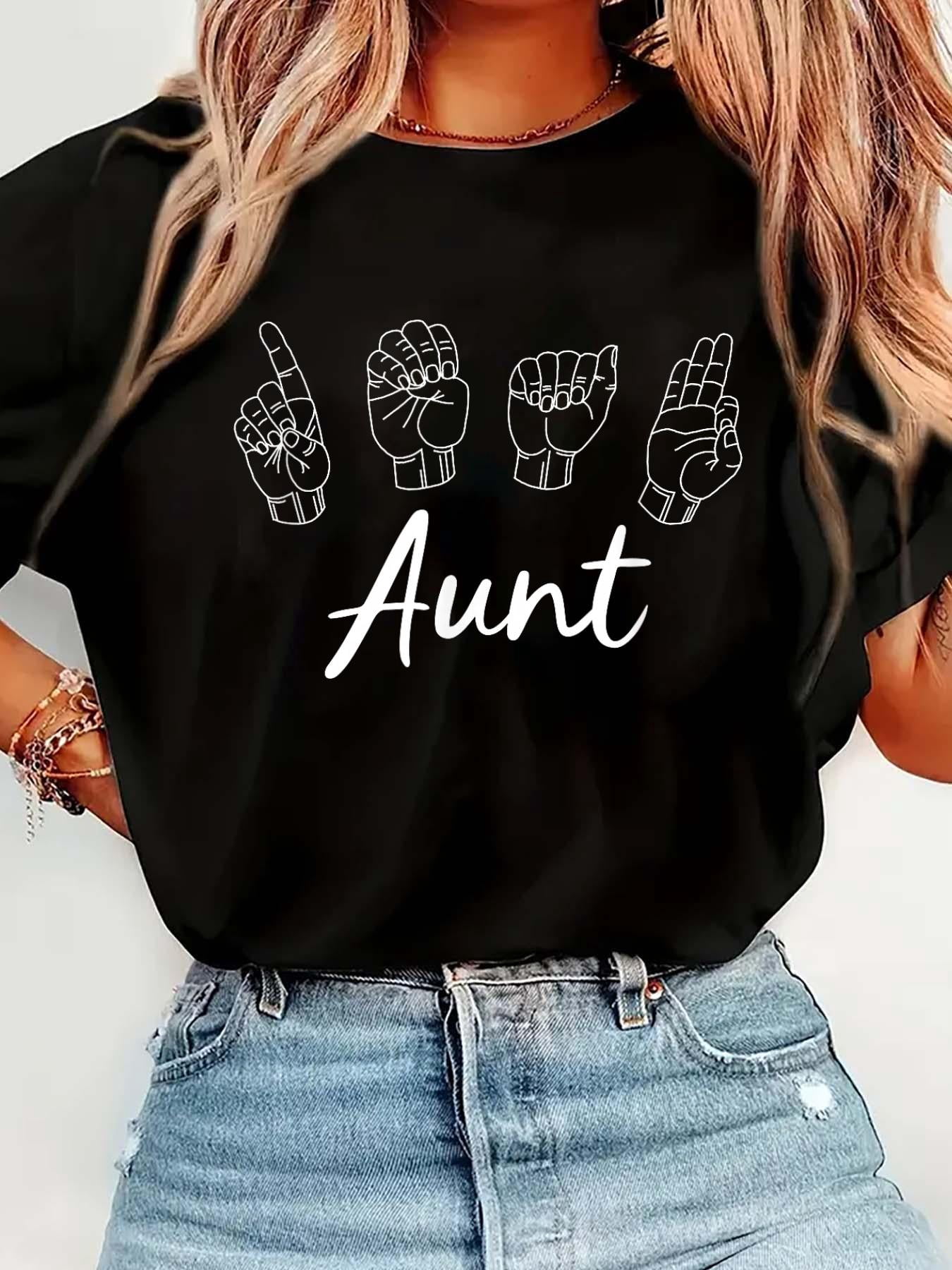 100% Cotton Deaf Aunt ASL Sign Language T-Shirt - Walmart.com