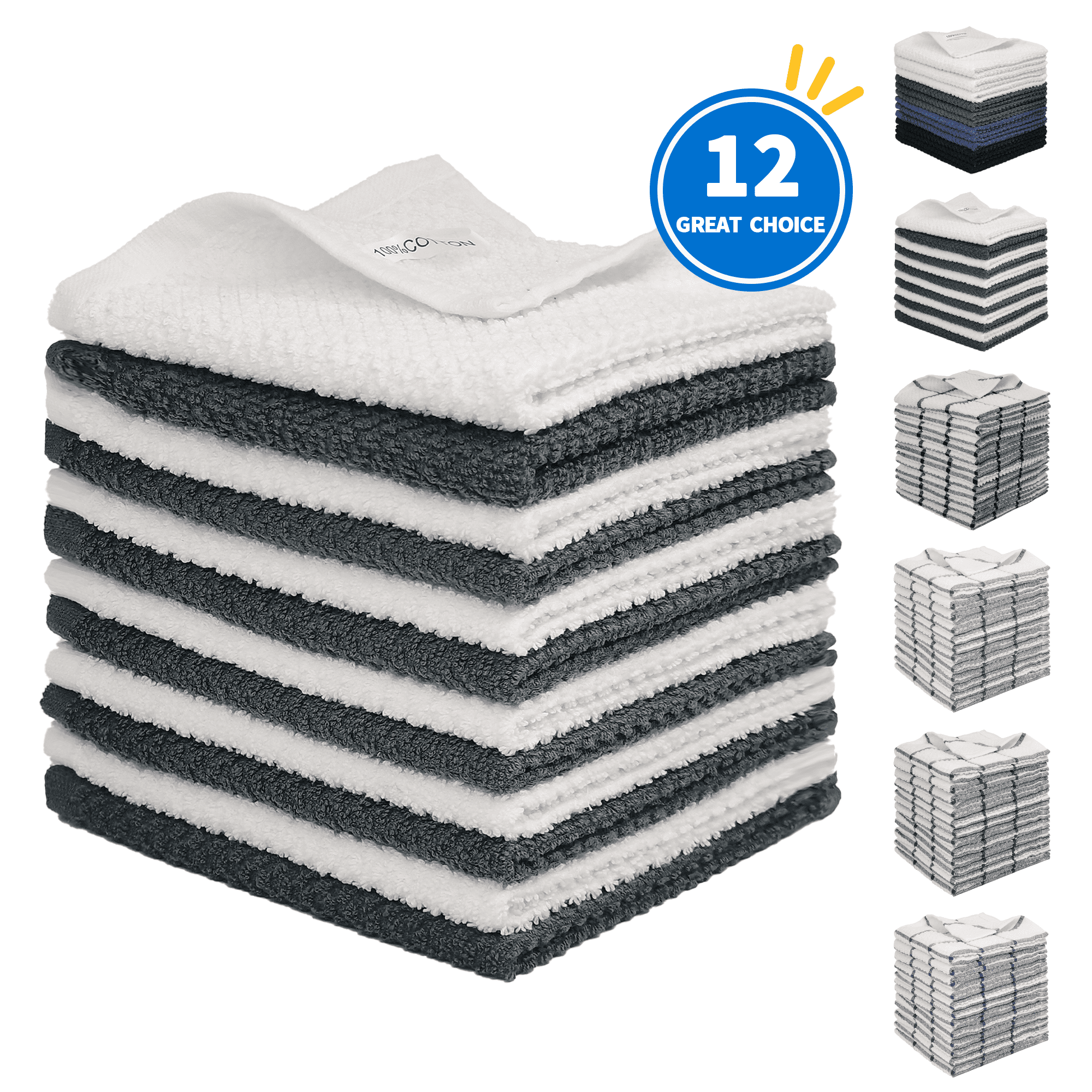 100% Cotton Dish Cloths - Soft, Super Absorbent Dish Towels for Kitchen ...