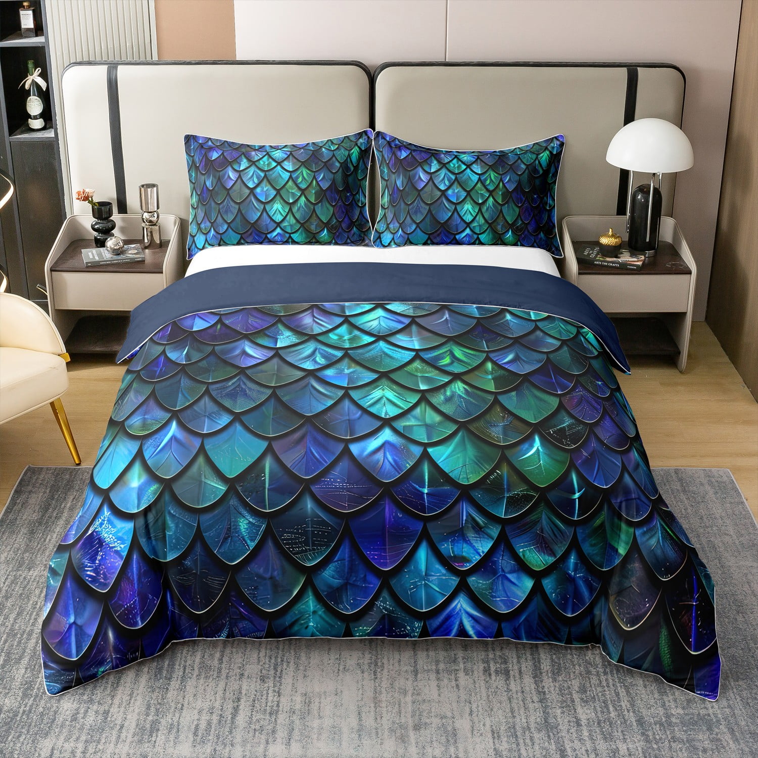 100% Cotton Dragon Duvet Cover,Dragon Scals Comforter Cover,Fantasy ...