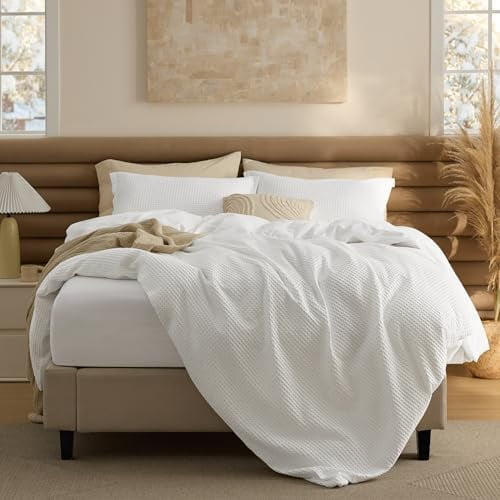 100% Cotton Duvet Cover Queen Size with Fitted Sheet - 4 Pieces Coconut ...