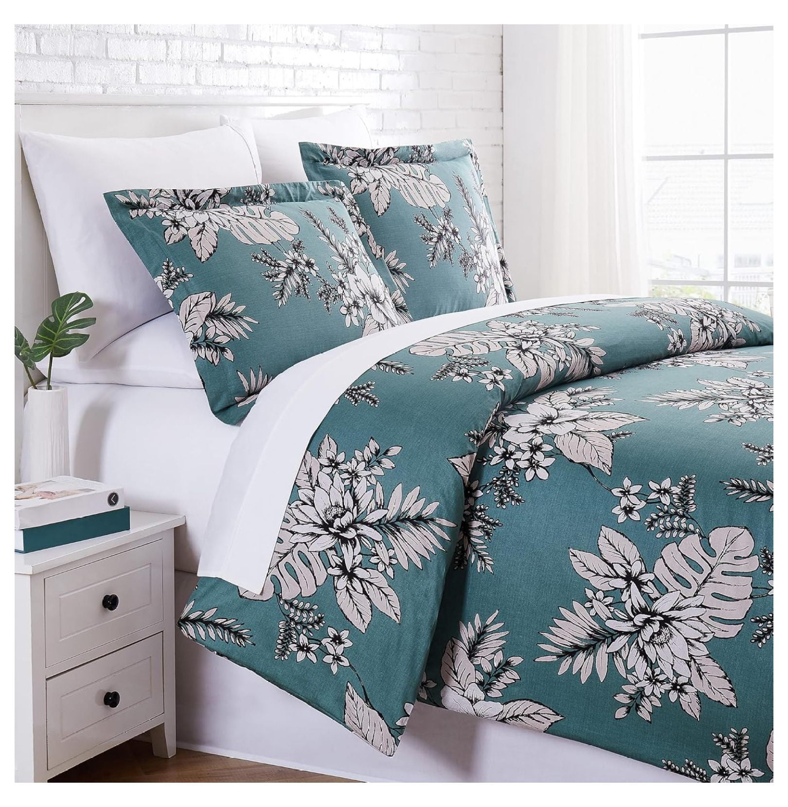 100% Cotton Duvet Cover Queen Size - Luxurious Silky Soft Floral ...