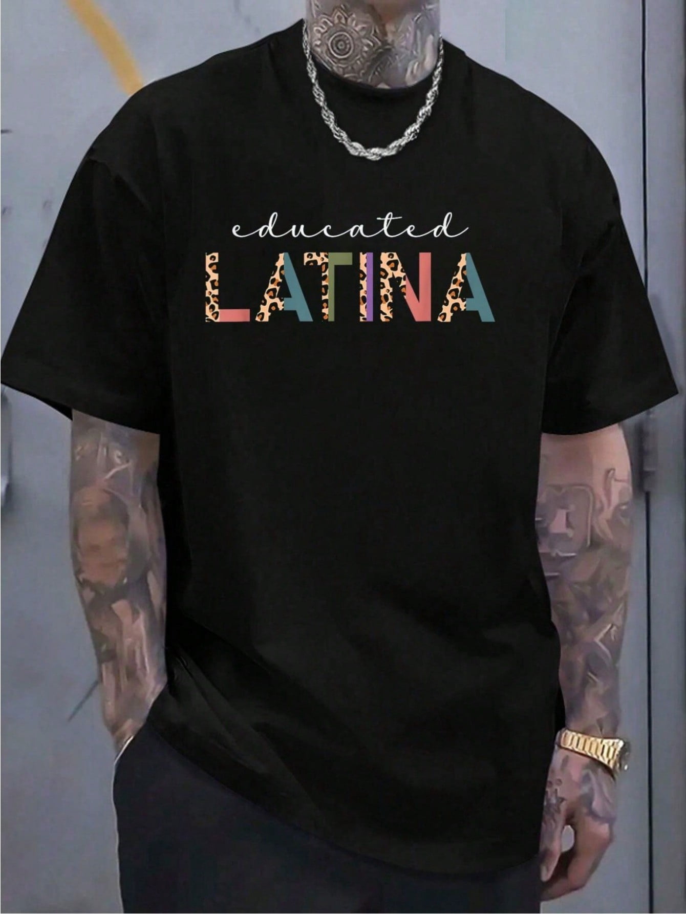 100% Cotton Educated Latina Womens Gift - Funny Latina Latinx Leopard T ...