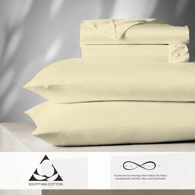 Aireolux 100% Cotton Egyptian 1000 Thread Count King Bed Sheet Set – 4-Piece Silky Sateen, Deep ...