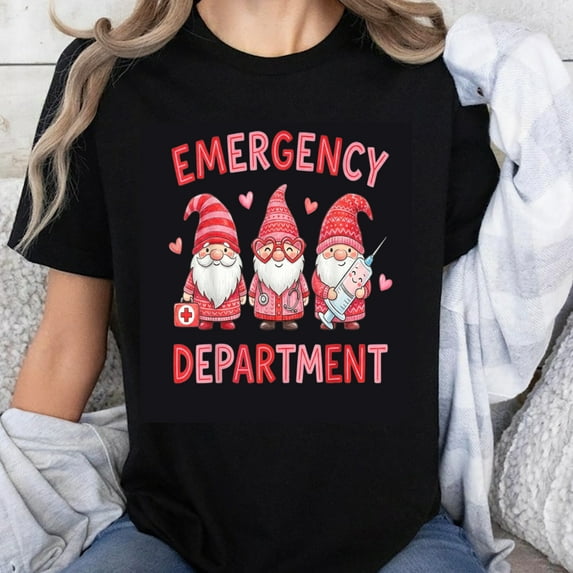 100% Cotton Emergency Department Gnomes Medical Christmas Holiday Funny ...