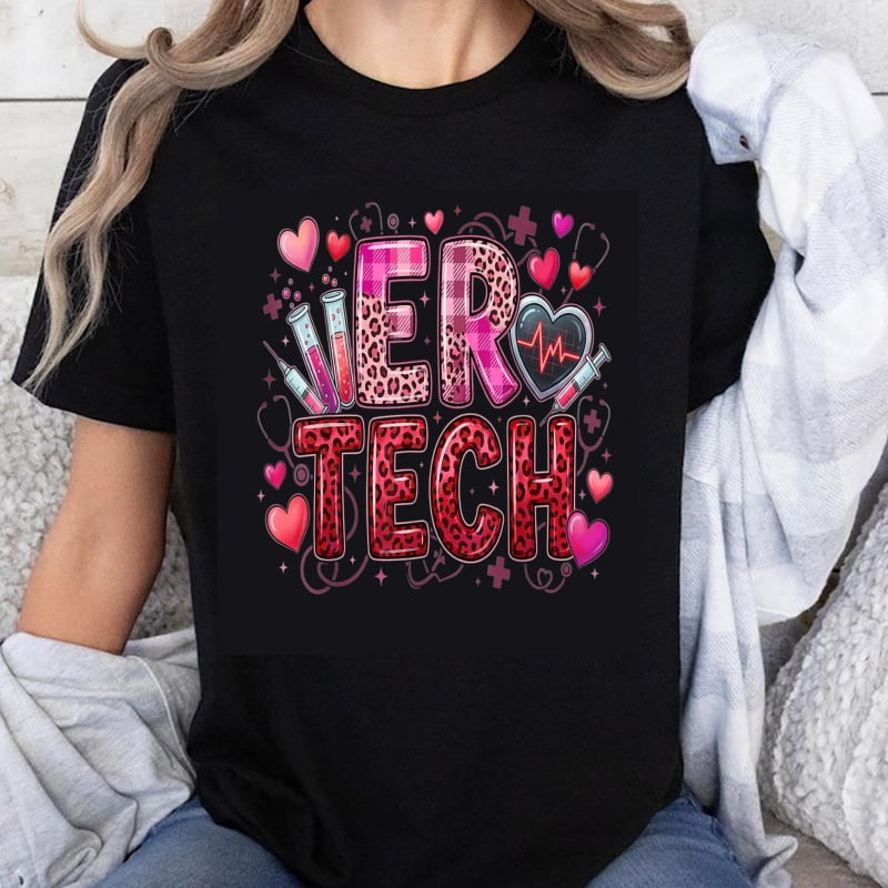 100% Cotton Er Tech Nurse Love Heart Pattern Medical Lab Worker Gift ...