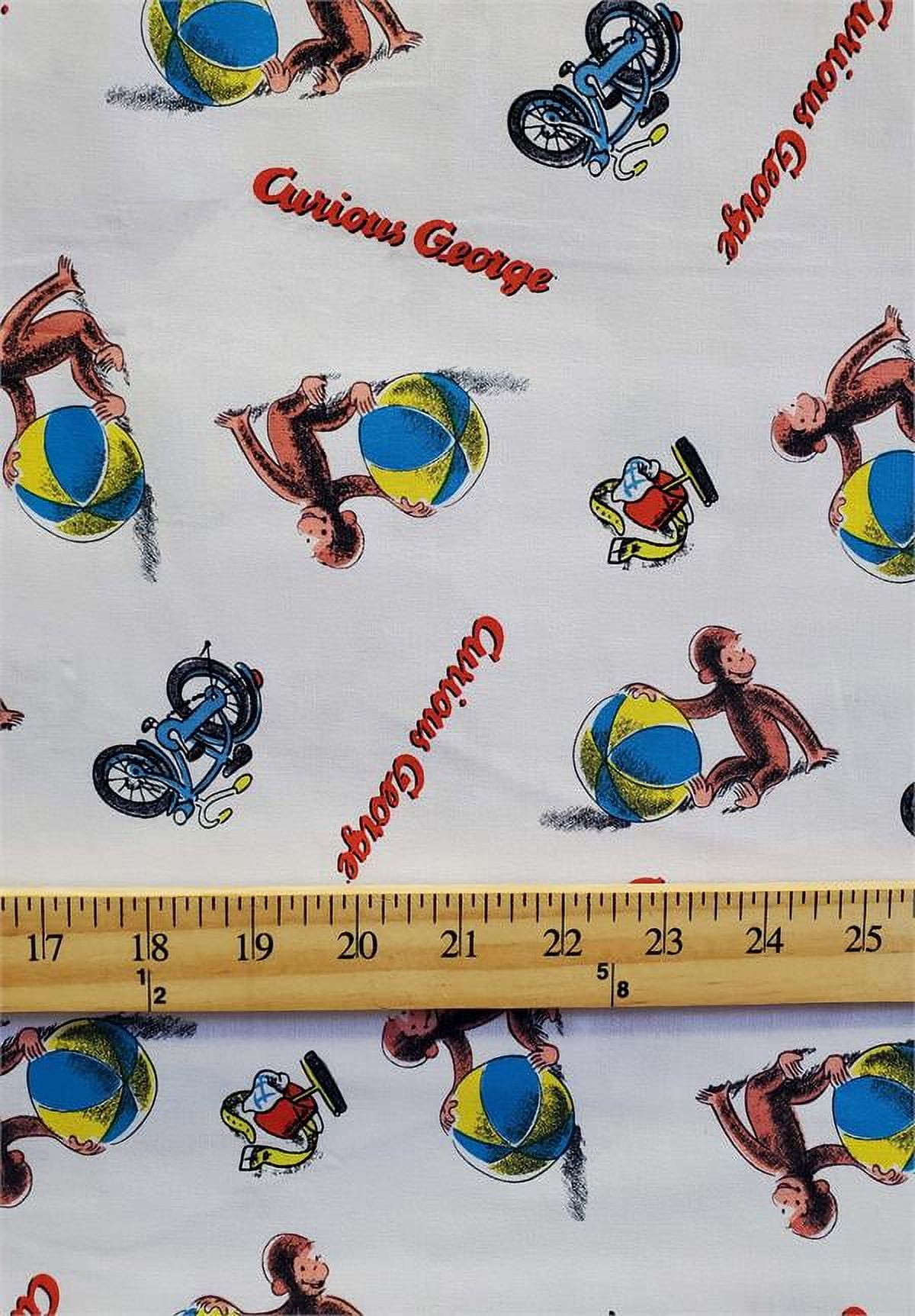 100% Cotton Fabric "Curious George Opening Theme" Print /45" Wide/ Sold ...