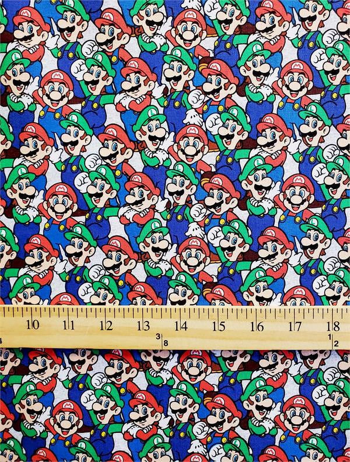 100% Cotton Fabric "Mario Bros. Mario and Luigi together ALL OVER ...
