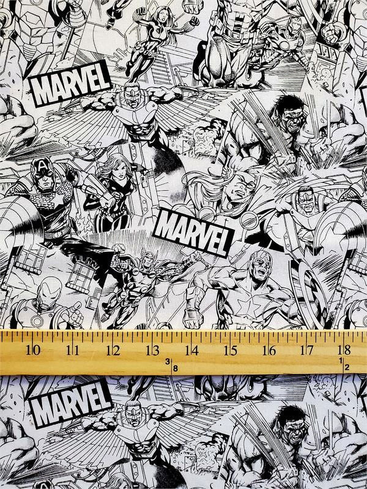 100% Cotton Fabric "Marvel's Hero Sketched in Black ink" Print / 45 ...