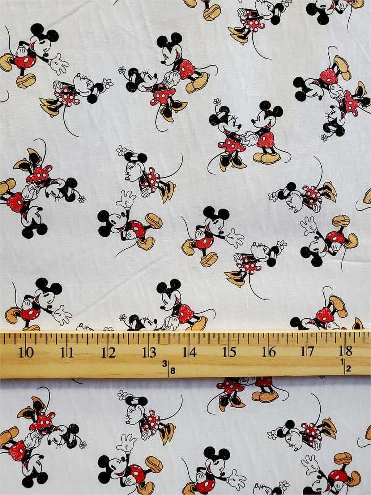 100% Cotton Fabric "Mickey & Minnie Mouse, Happy to see you" Print / 45 ...