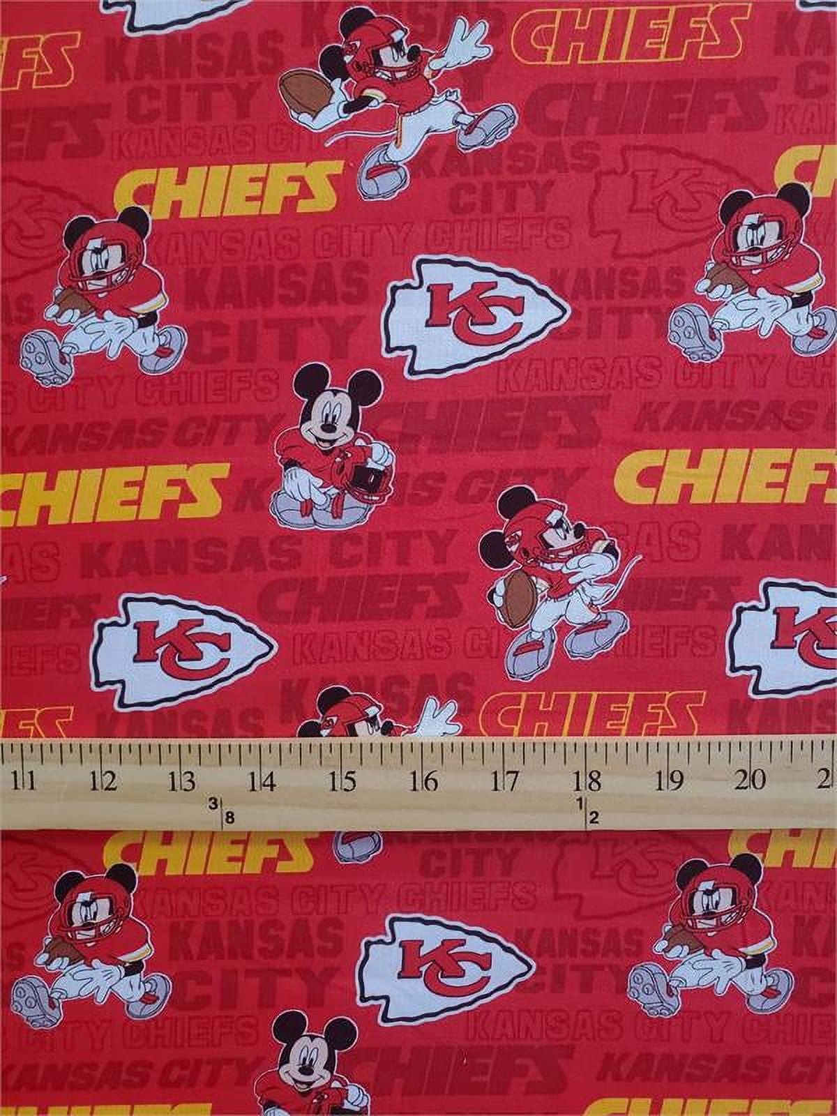 NFL Kansas City Chiefs 100% Cotton Material, Mickey Mouse Football ...