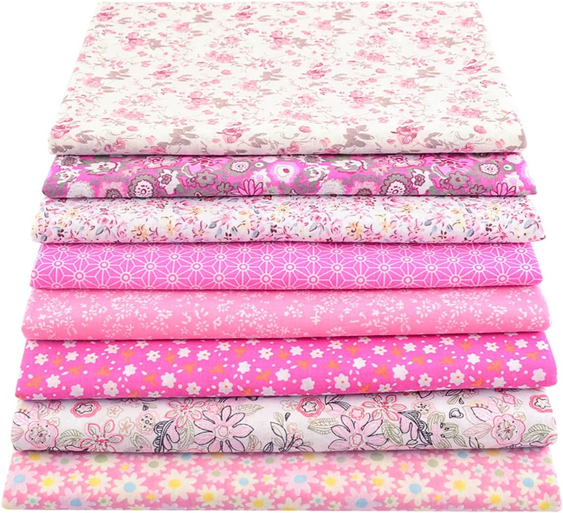 100% Cotton Fabric for Sewing(8 Pieces)20"x20", Floral Craft Fabric ...