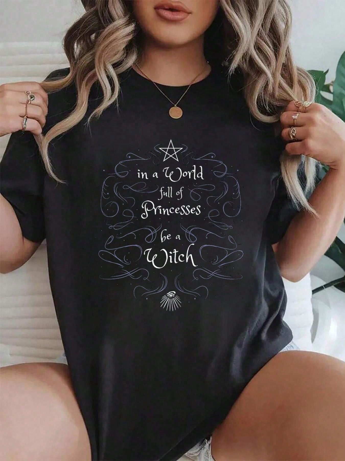 100% Cotton Fall Women Clothes Womens Be A Witch - Pentagram Wiccan ...