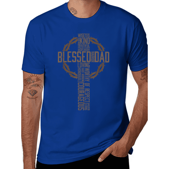 100% Cotton Father's Day Gift for Dad Husband Blessed Dad Christian T ...