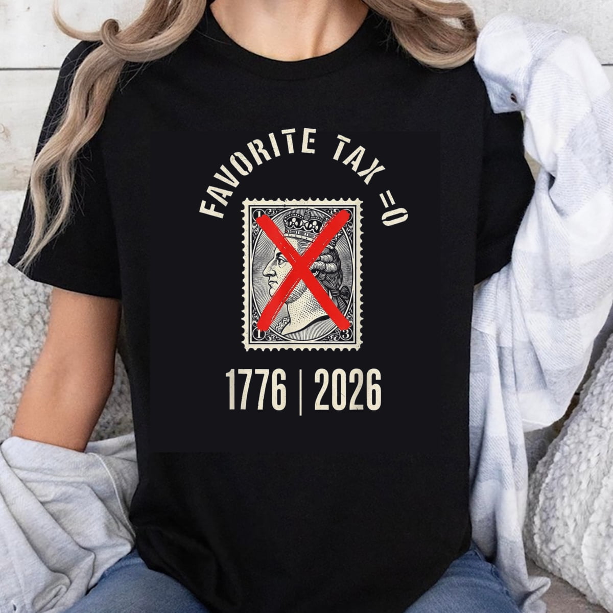 100% Cotton Favorite Tax = 0 1776 2026 American Independence Day T ...