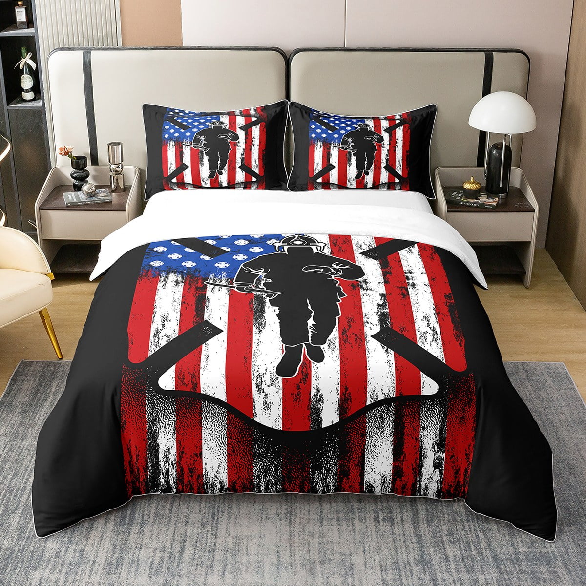 100% Cotton Firefight Comforter Cover Full,Gift for Firefighter ...