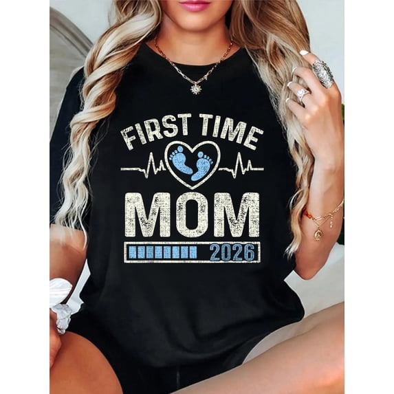100% Cotton First Time Mom 2026 Expecting Baby Funny Promoted to Mother ...