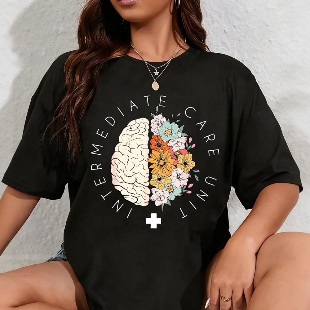 100% Cotton Floral Brain IMCU Intermediate Care Unit Nurse Appreciation ...