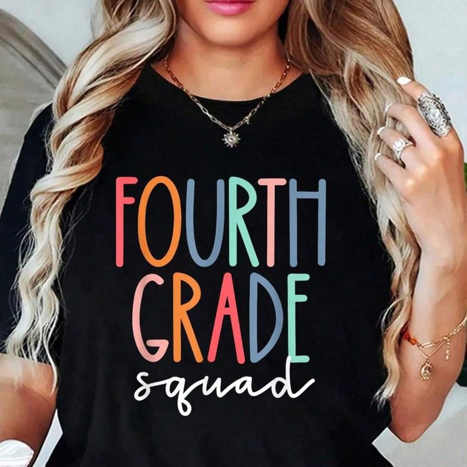 100% Cotton Fourth Grade 4th TeaC1her Crew Back To School Team T-S1Hirt ...