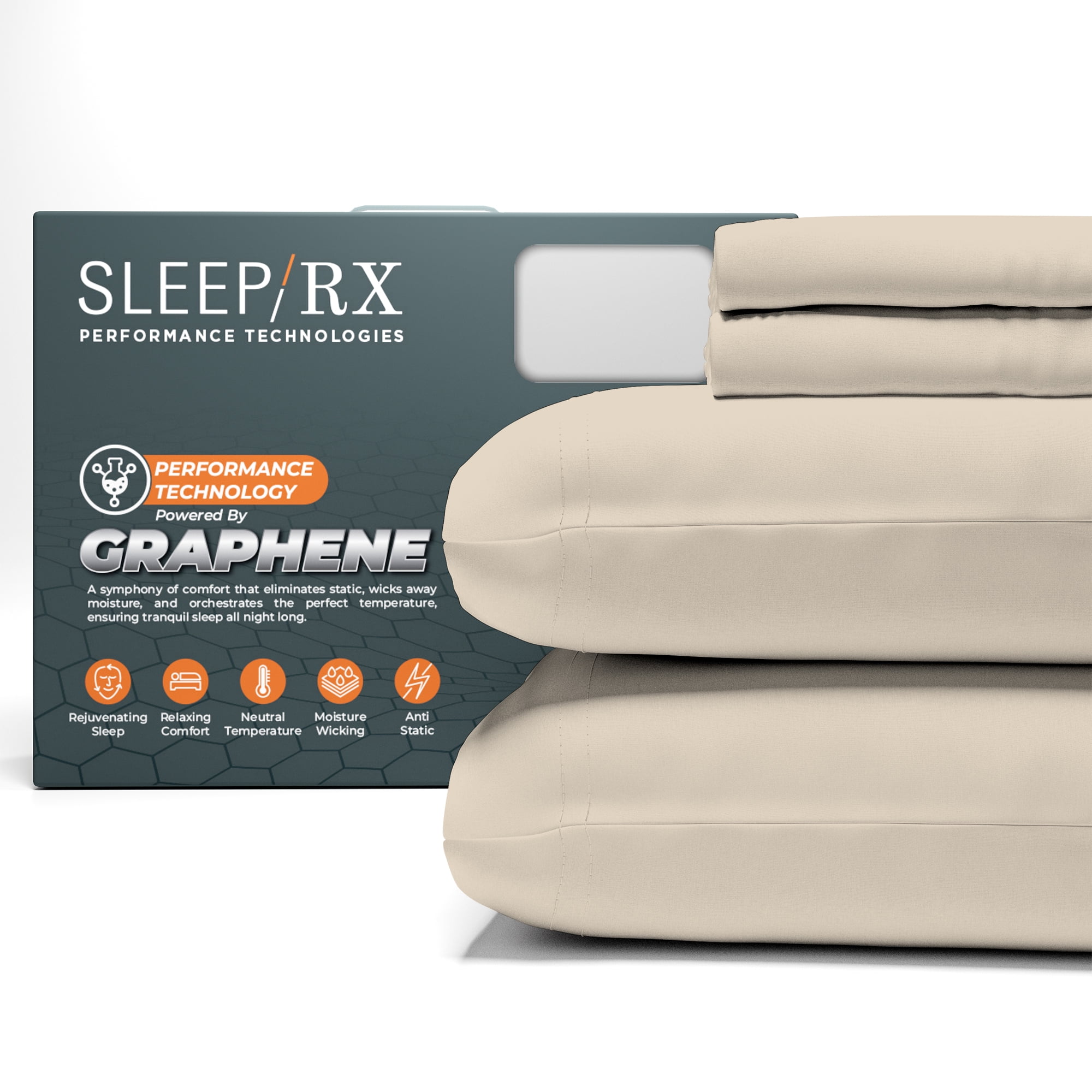 100% Cotton Full Sand Sateen Sheet Set, Graphene-Infused Temperature ...