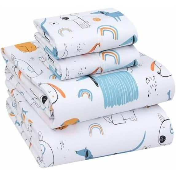 100% Cotton Full Size Bed Sheets, 4 Pieces, Soft & Breathable Percale ...