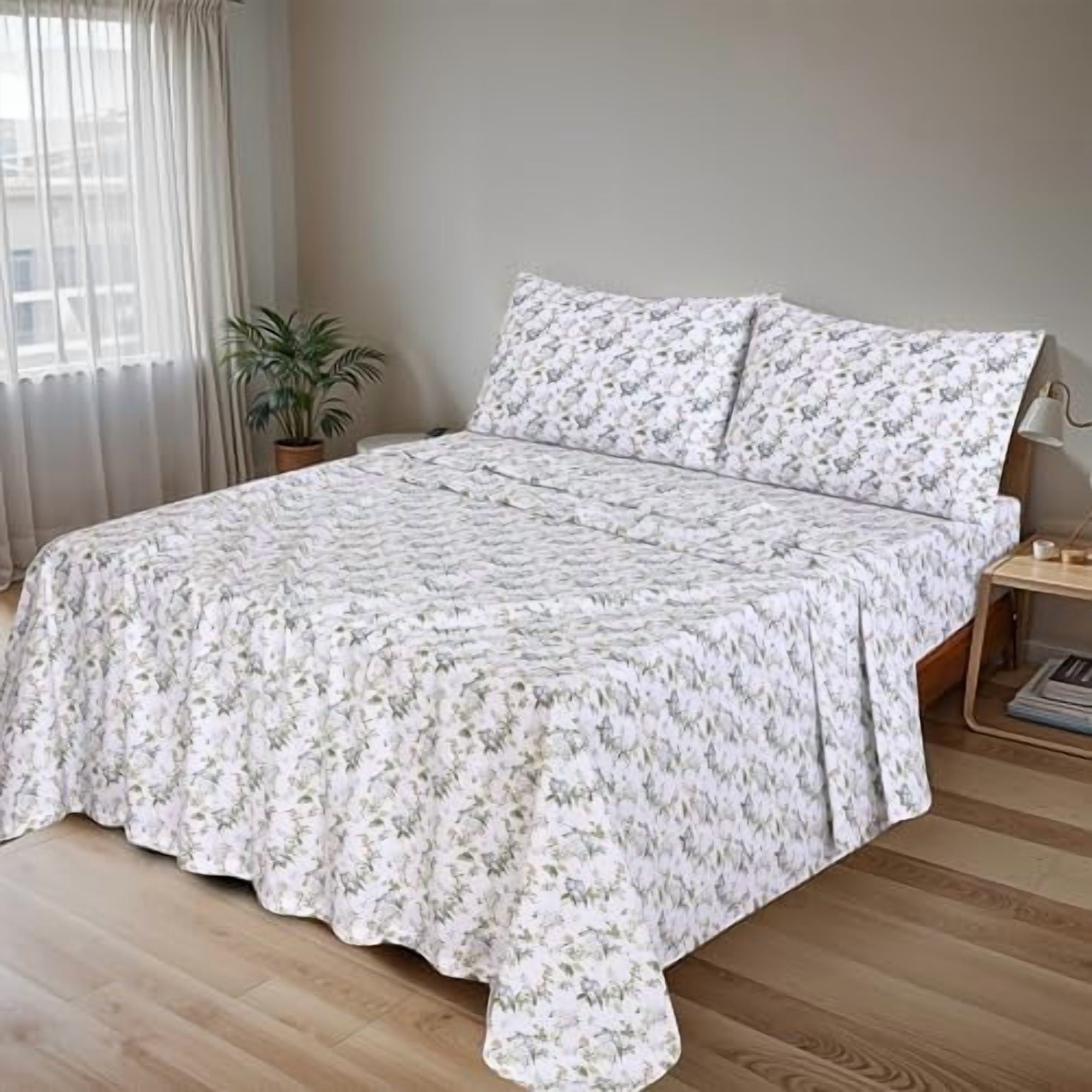 100% Cotton Full Size Bed Sheets, 4 Pieces, Soft & Breathable Percale ...