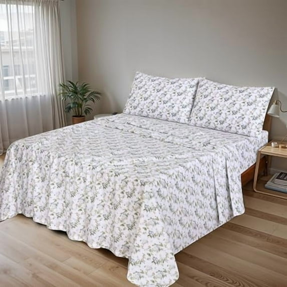 100% Cotton Full Size Bed Sheets, 4 Pieces, Soft & Breathable Percale ...