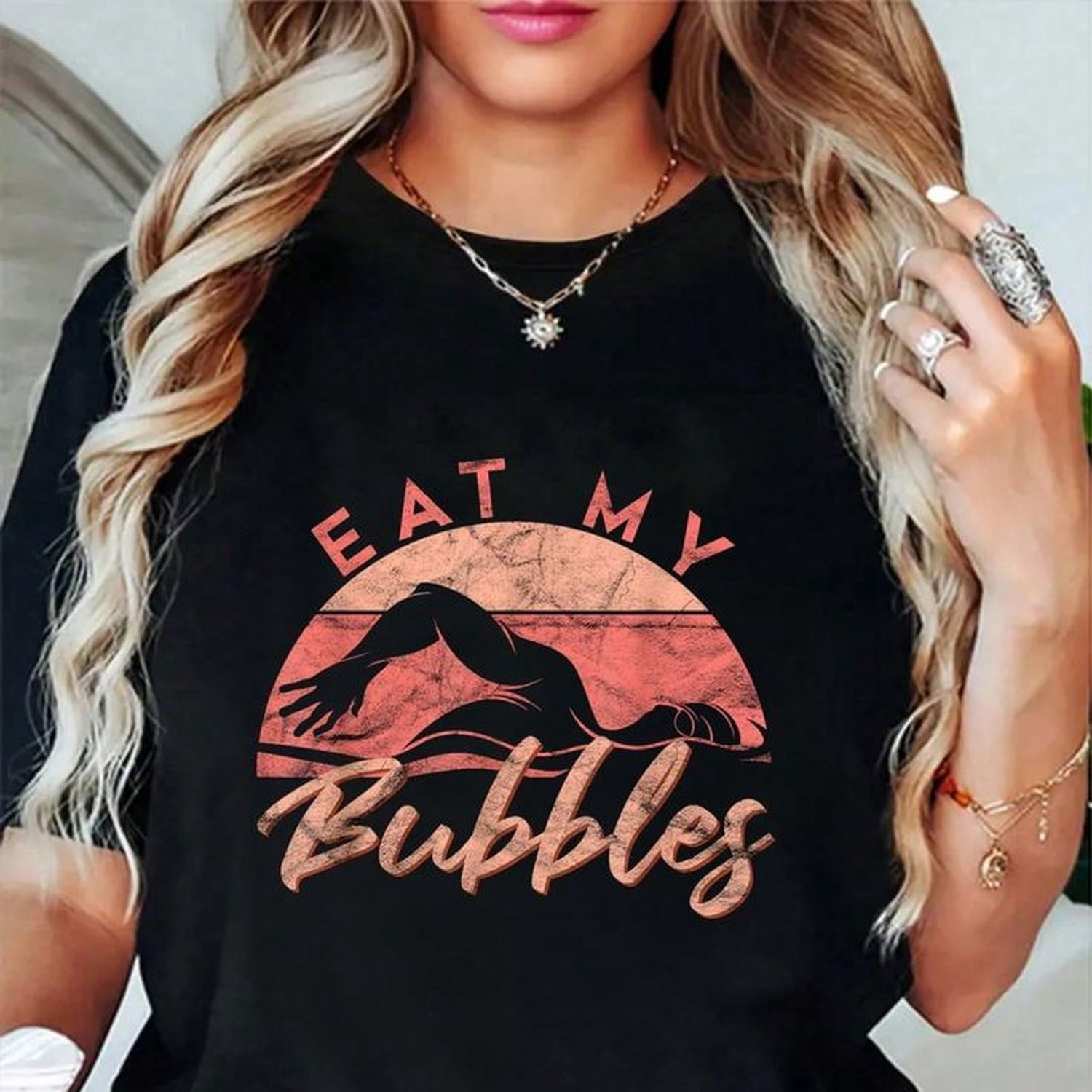 100% Cotton Funnwimming Eat My Bubbles Swim Team T-S1Hirt - Walmart.com