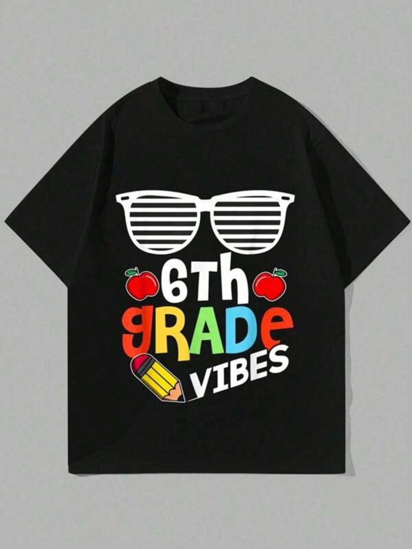 100% Cotton Funny 6th Grade Vibes First Day Of School Teachers Students T-Shirt Street Hip-Hop ...