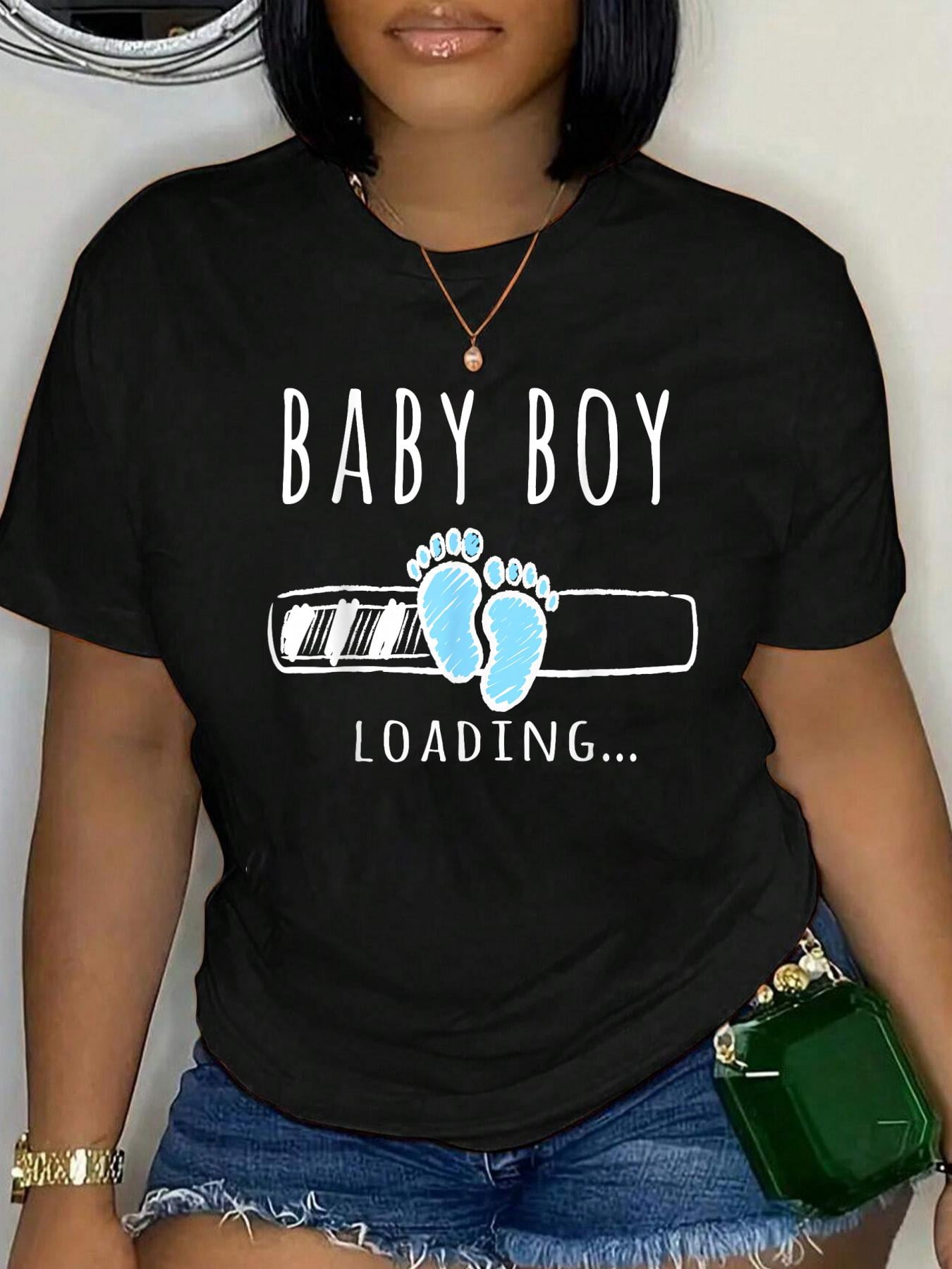 100% Cotton Funny Baby Boy Loading with Progress Bar Gender Reveal T ...