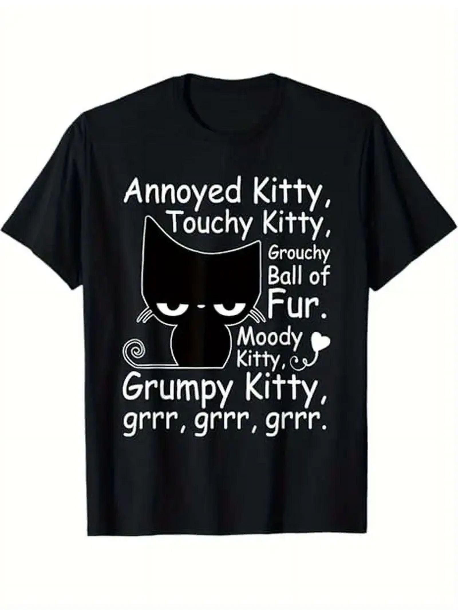 100% Cotton Funny Cat Graphic T-Shirt – "Angry Kitty" Design with ...