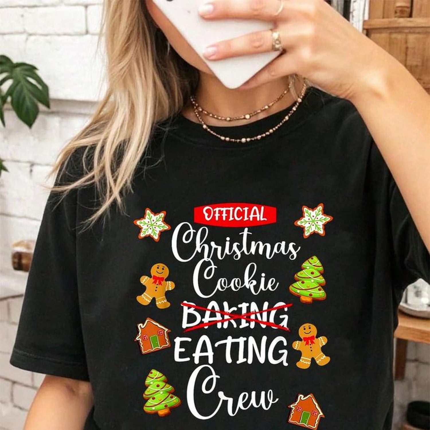 100% Cotton Funny Cookie Eating Not Baking Crew - Gingerbread T-S1Hirt ...