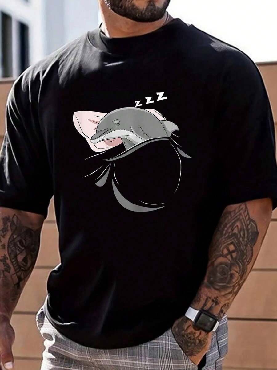 100% Cotton Funny Dolphin Merch For , Men & Dolphin Sleeping Animal ...