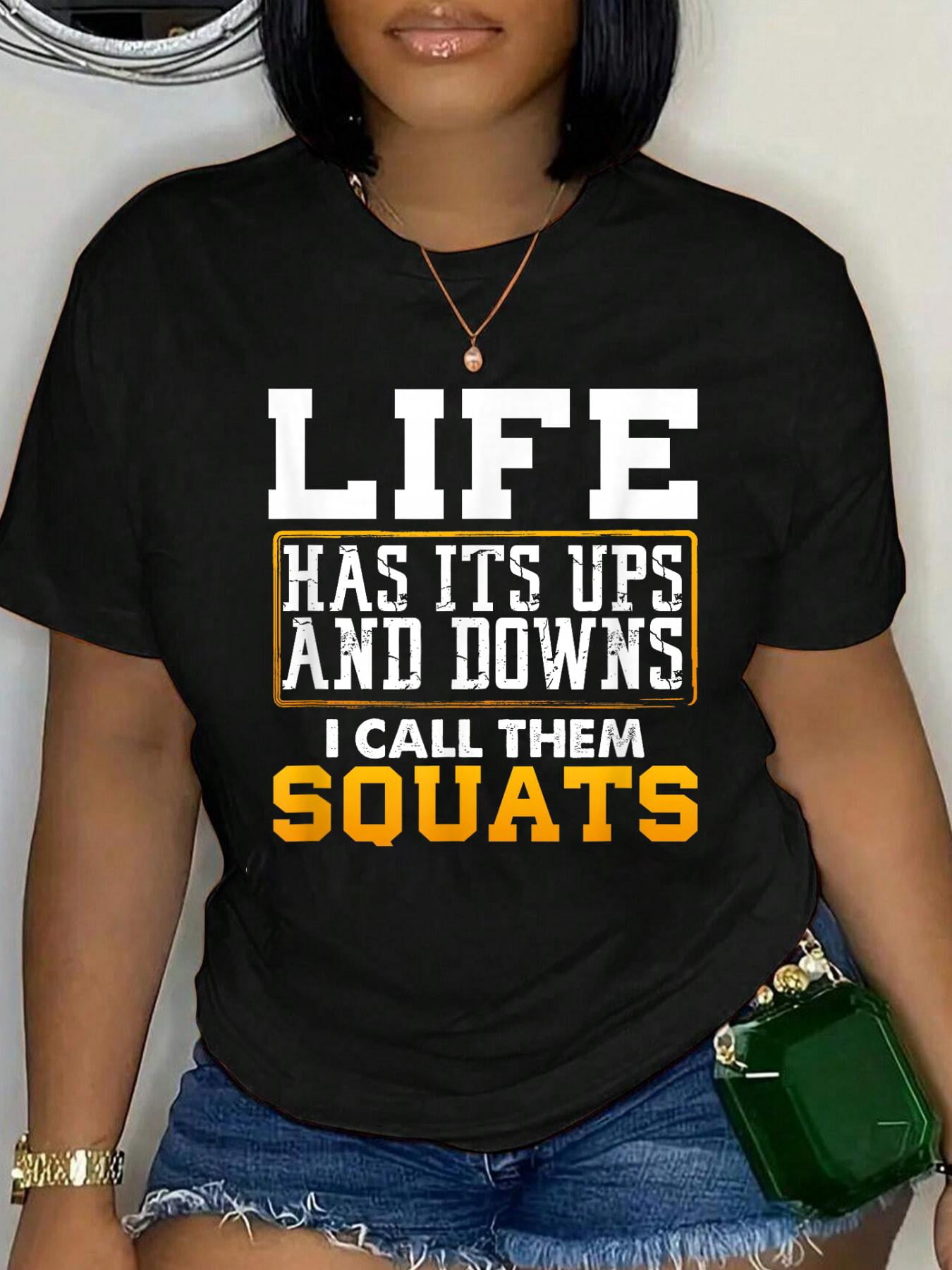 100% Cotton Funny Fitness Gym Workout Weights Squat Men Women T-Shirt ...