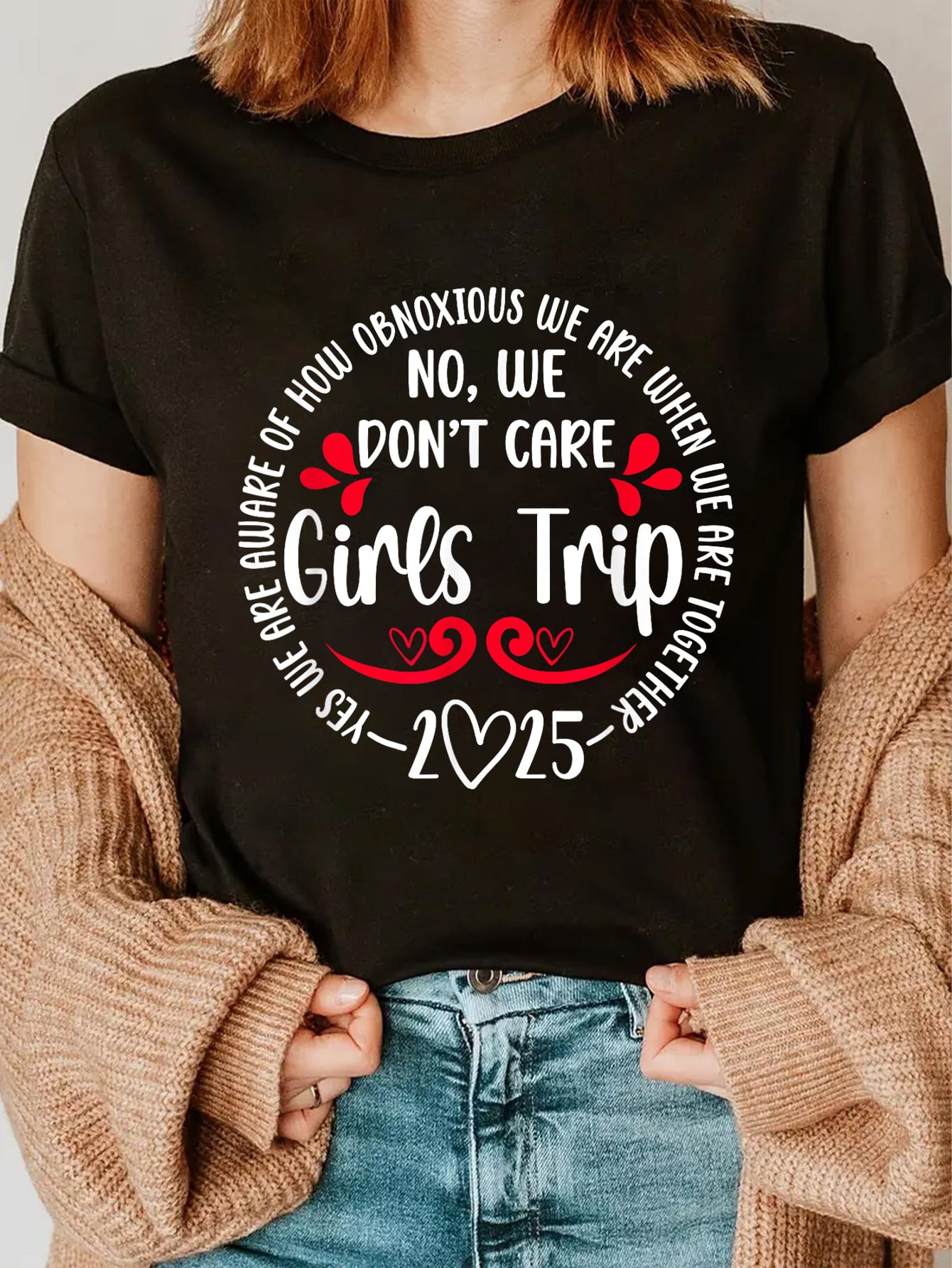 100% Cotton Funny Girls Trip 2025 Vacation Travel Girls Night Out T ...