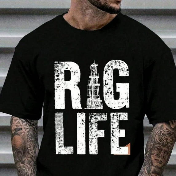 100% Cotton Funny Oil Rig Art For Oil Field M1en OI1Ield Lover Worker T ...