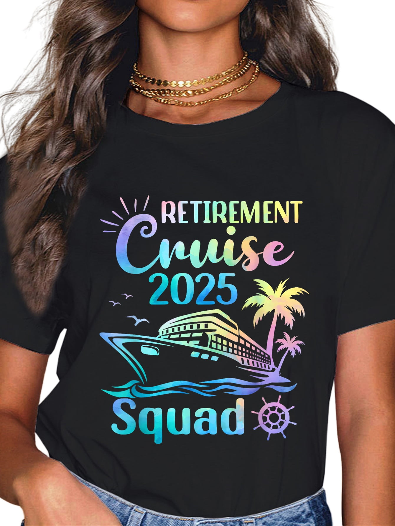 100% Cotton Funny Retirement Cruise 2025 Squad Tie Dye Retired Cruising ...