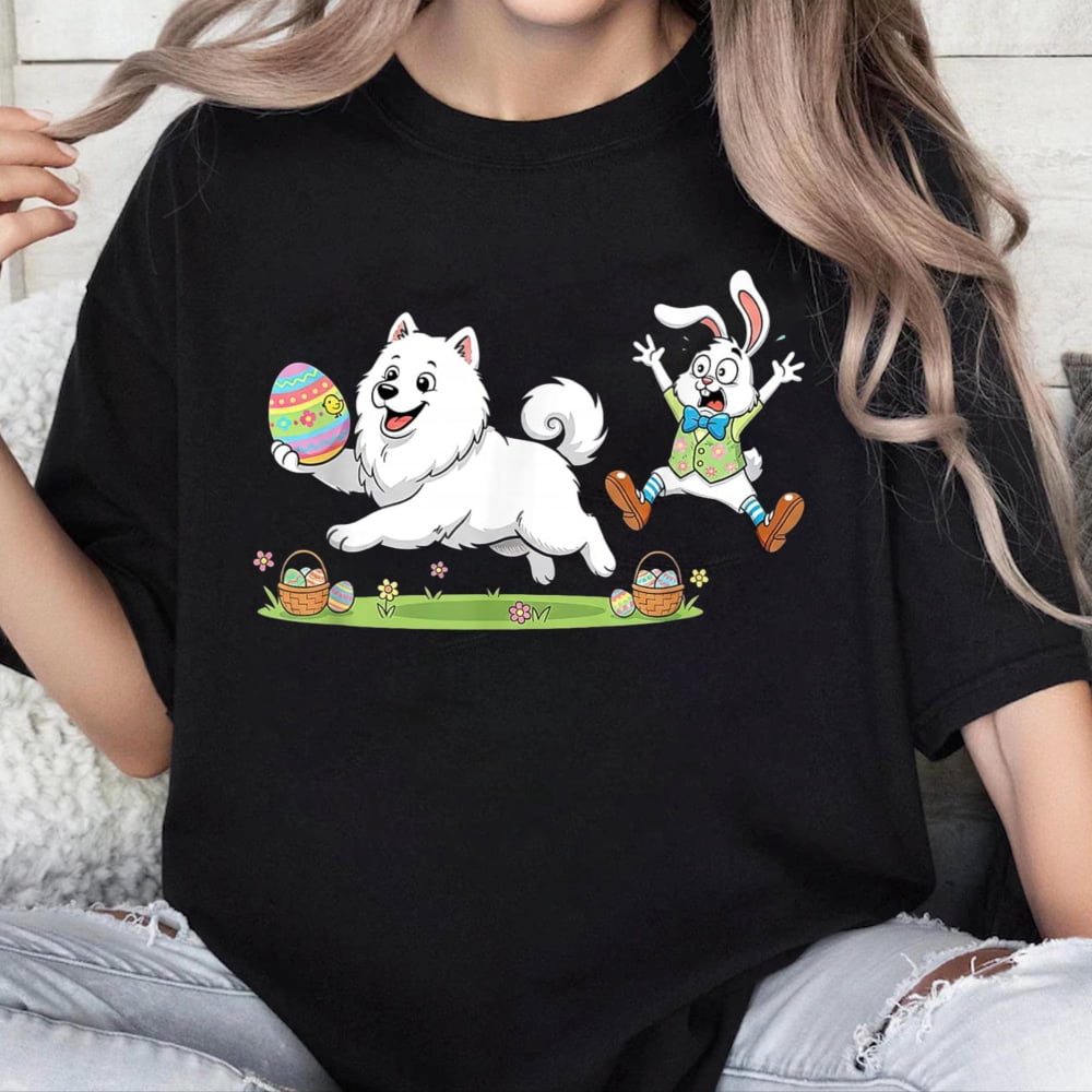 100% Cotton Funny Samoyed Bunny Easter Egg Kids Mens Womens Easter Day ...