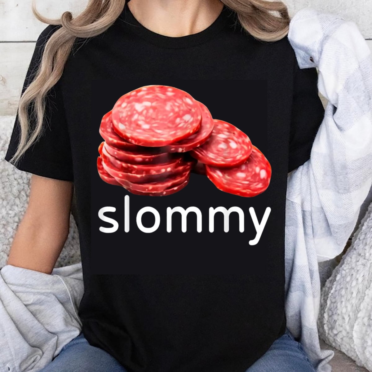 100% Cotton Funny Sausage T-Shirt Slommy Food Humor Graphic Tee Unisex ...