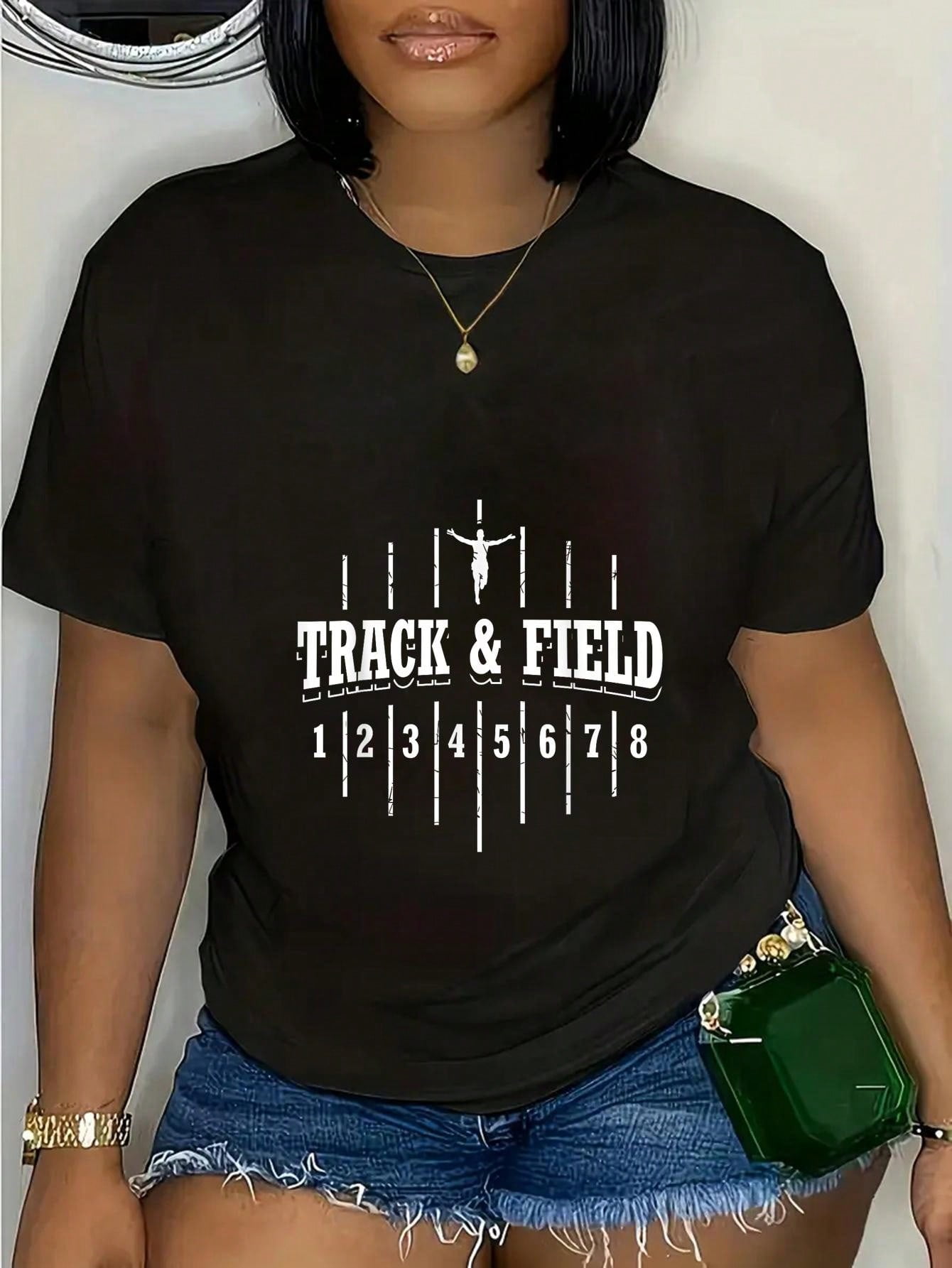 100% Cotton Funny Track And Field Design Runner Numbers T-Shirt Casual ...