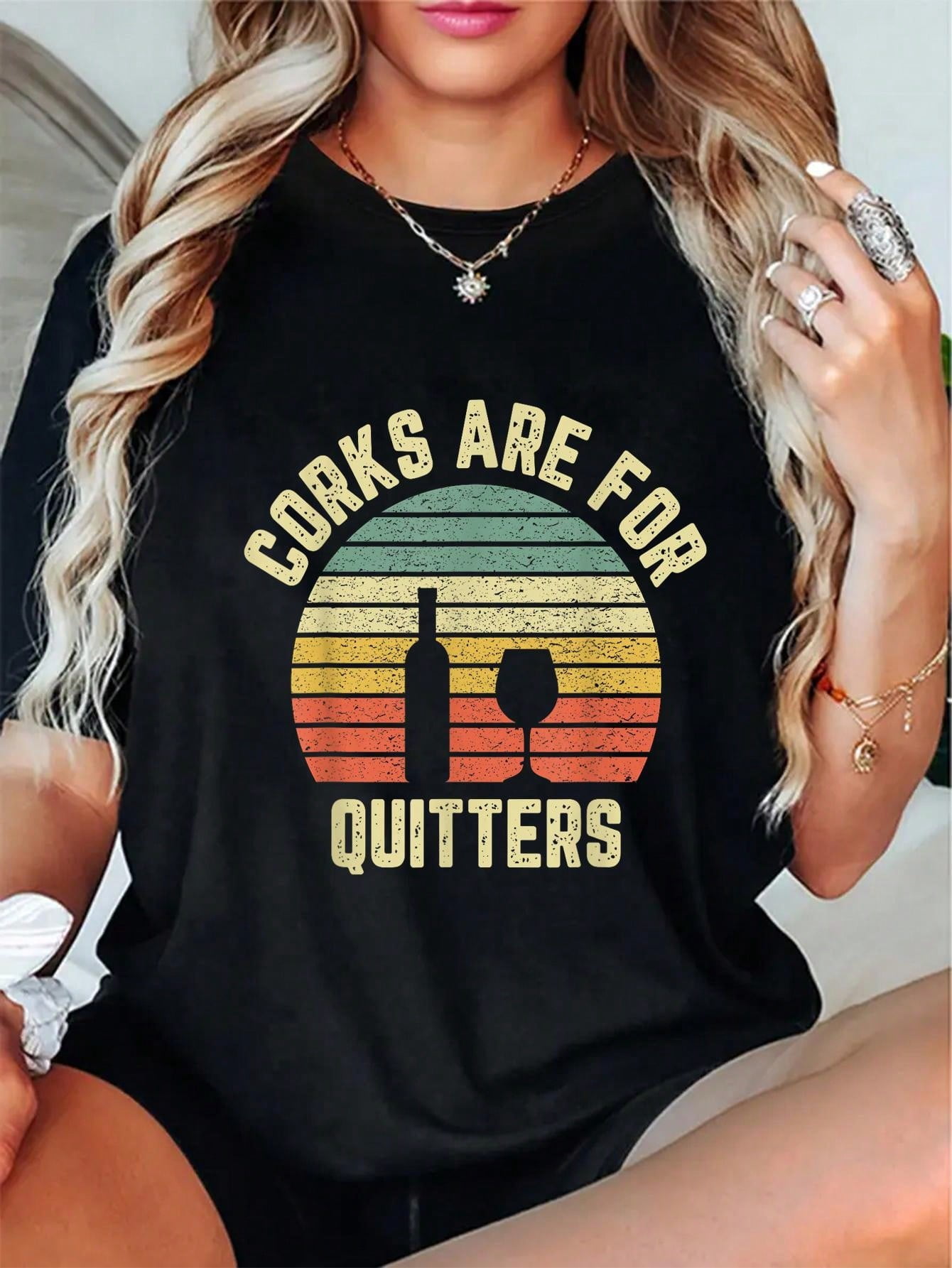 100% Cotton Funny Wine Shirt Corks Are For Quitters Wine Gift Idea T ...