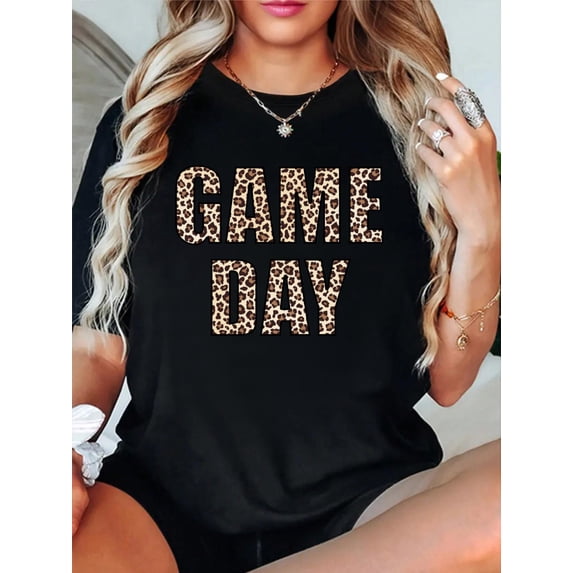 100% Cotton Game Day Leopard Football Fan Big Game Long Sleeve T-Shirt ...