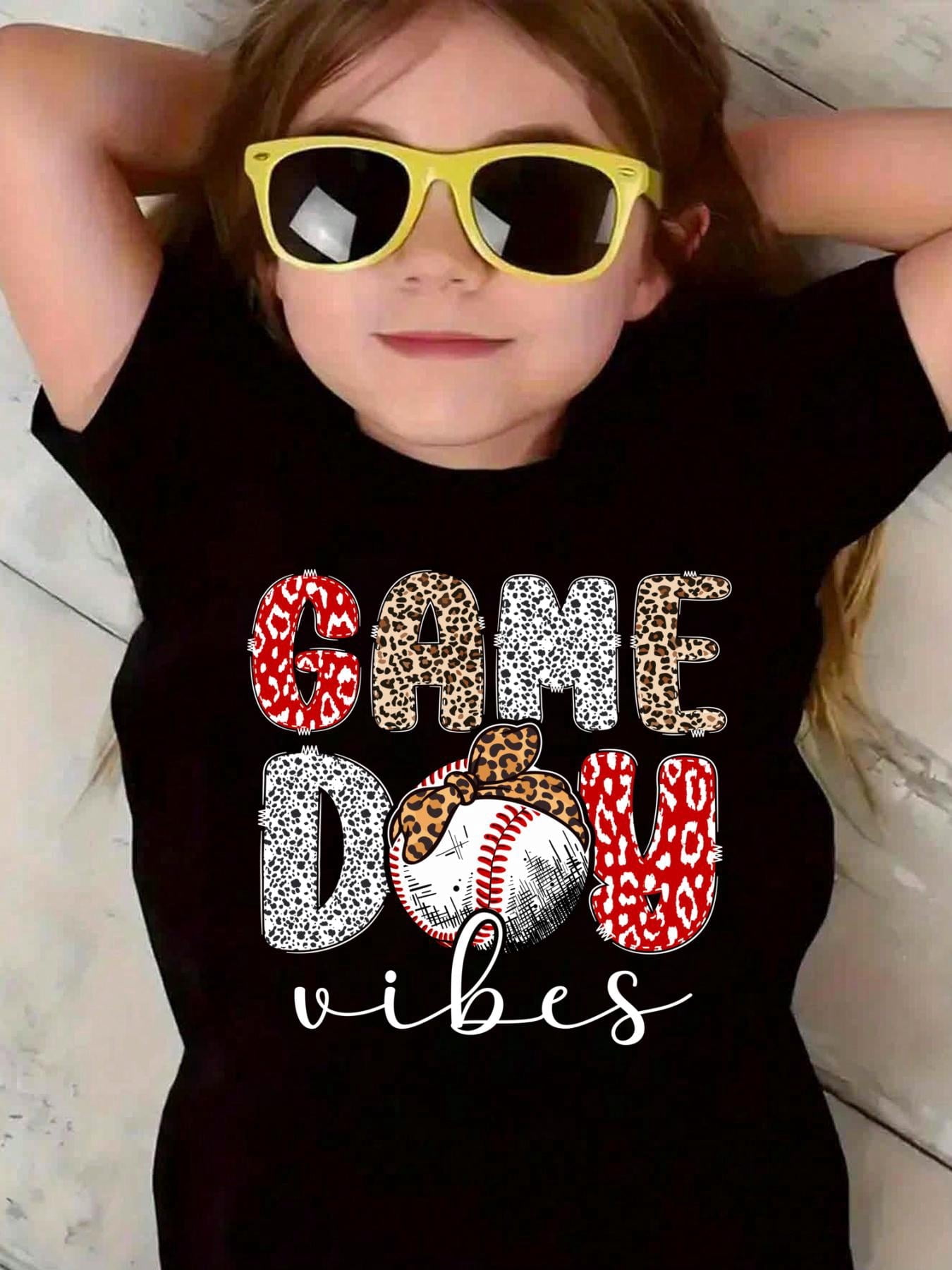 100% Cotton Game Day Vibes Baseball Game Day Baseball Kid T-Shirt ...