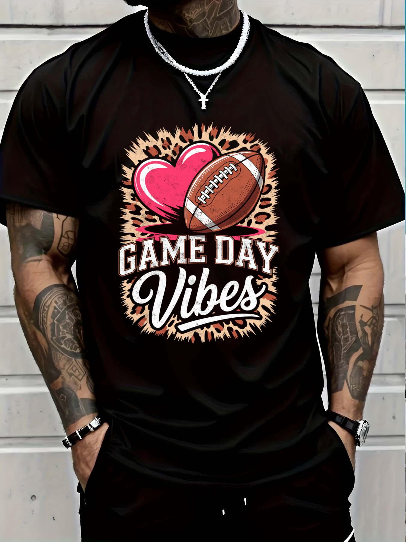 100% Cotton Game Day Vibes Football Ball Players Fan Mom Animal Print ...